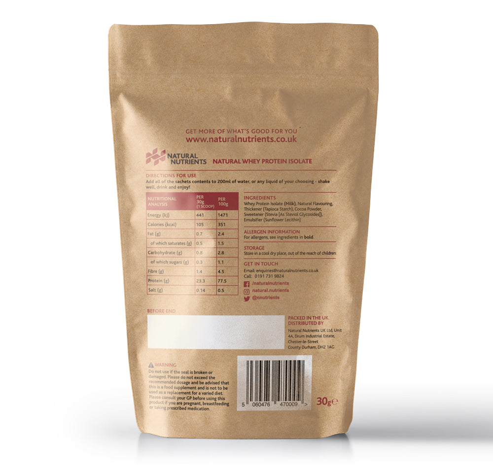 Natural Whey Protein Isolate | Grass Fed | Chocolate Sample Powder ...